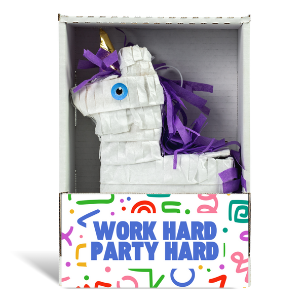 Work Hard Party Hard Unicorn Piñata - Piñatagrams