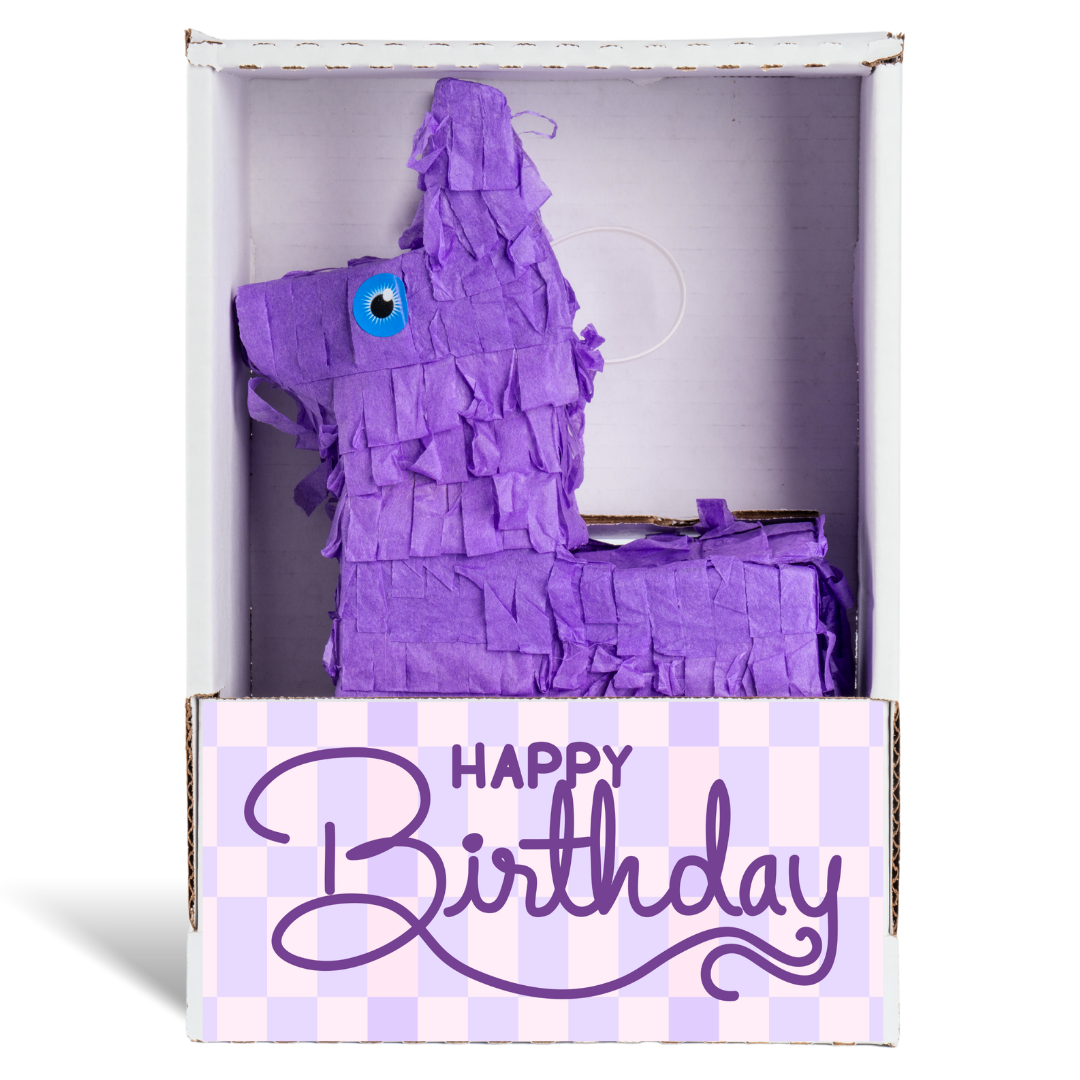Purple Checkered Birthday Piñata - Piñatagrams